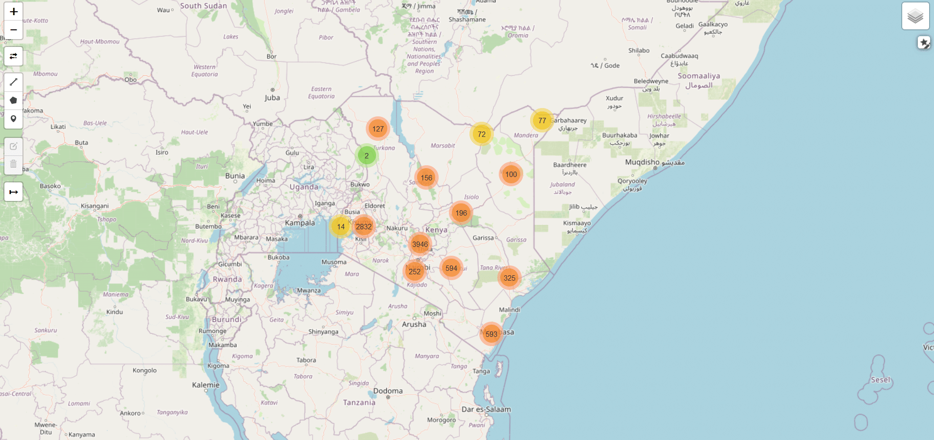Clustering Kenya's health facility GIS data using Leaflets
